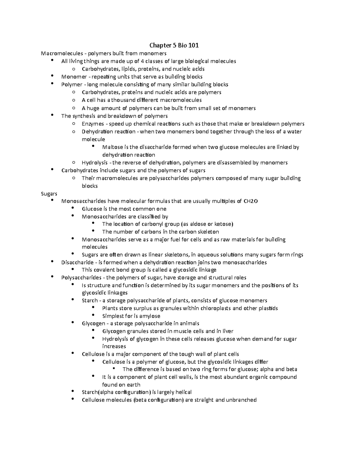 Chapter 5 bio 101 - Dr Czako - Chapter 5 Bio 101 Macromolecules ...