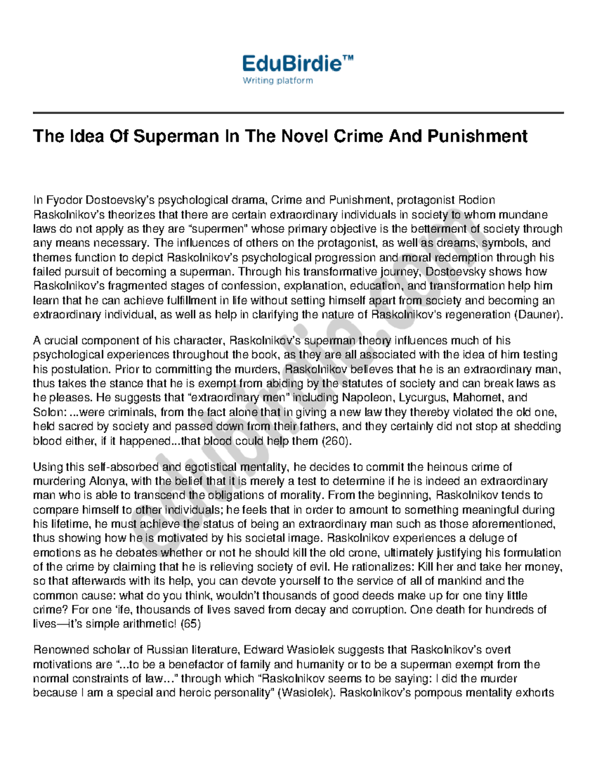 The Idea Of Superman In The Novel Crime And Punishment - The influences ...