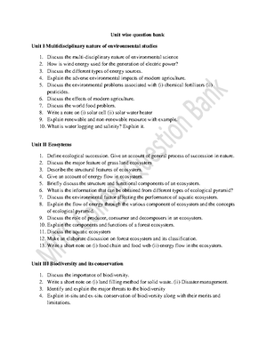 Assignments 0-8 EVS Nptel - X Courses » Ecology and Environment Unit 2 ...
