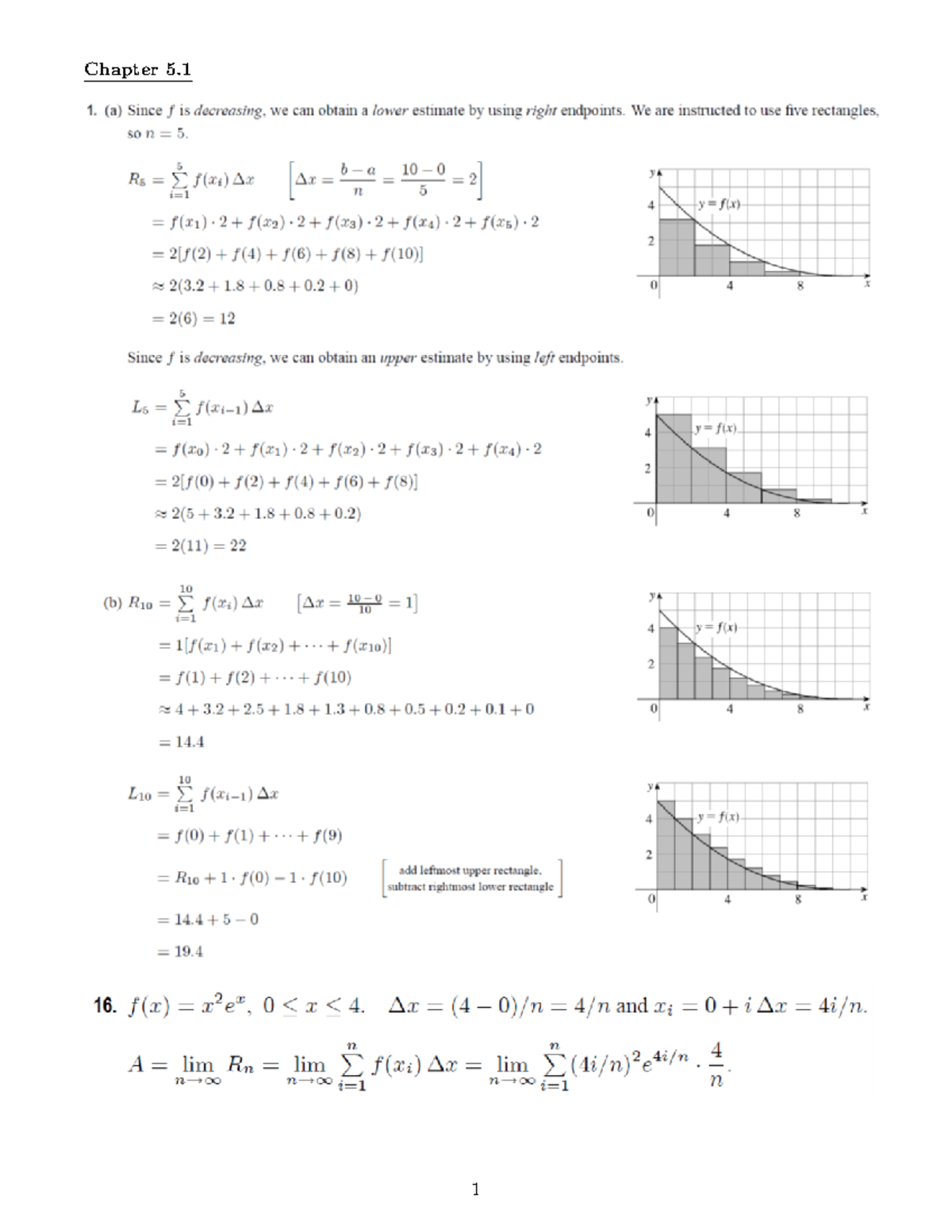 Tut solution for Ch 5-1 - Chapter 5 1. (a) Since f is decreasing, we ...