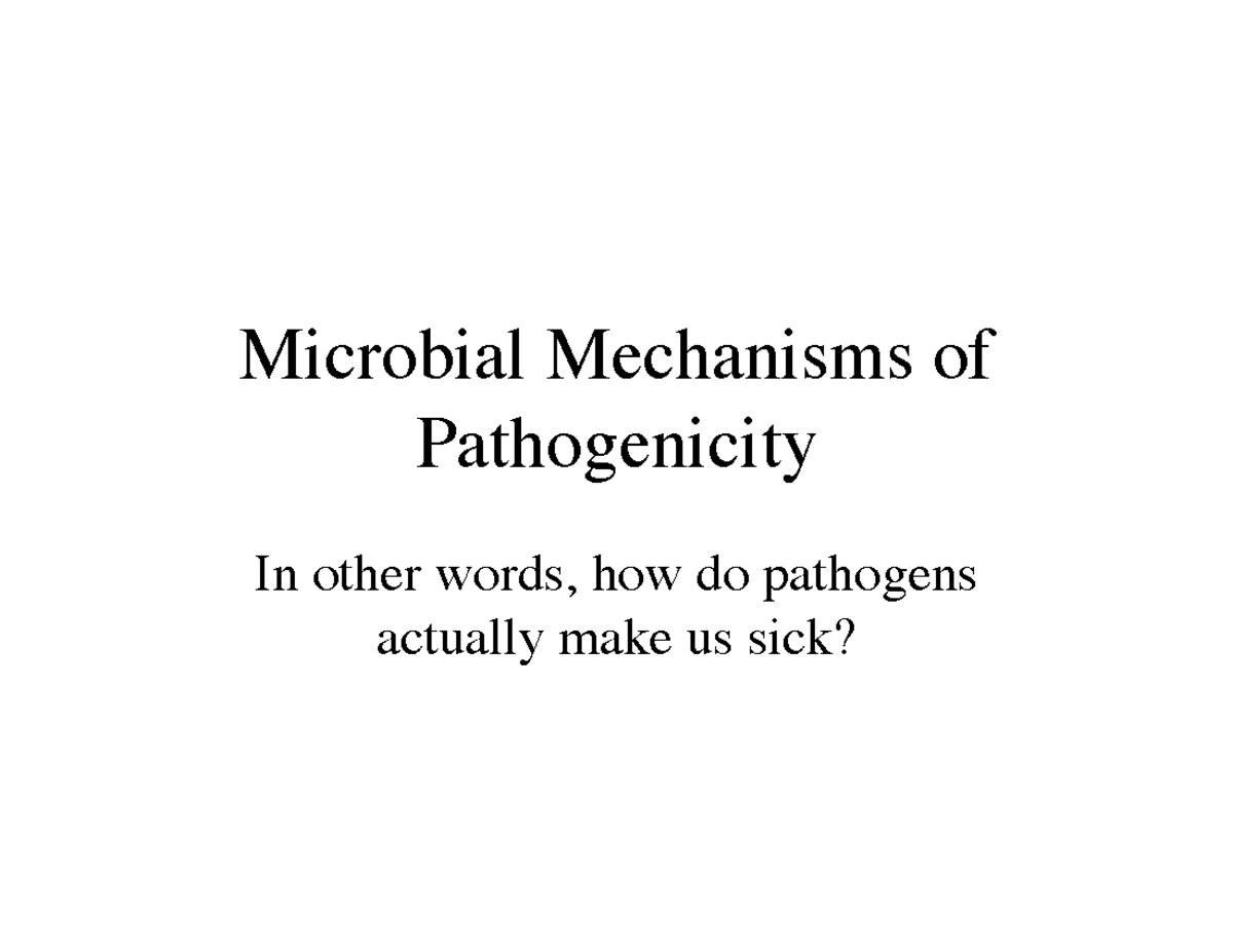 BIO244-Lec17 - Good Notes. - Microbial Mechanisms of Pathogenicity In ...