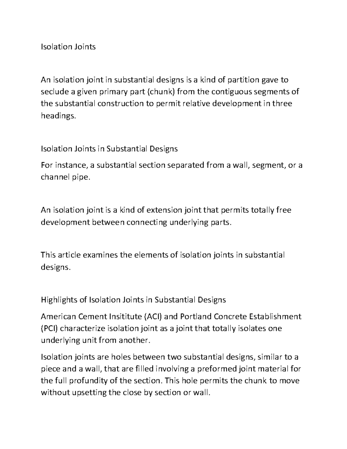 Document (75) - Short notes - Isolation Joints An isolation joint in ...
