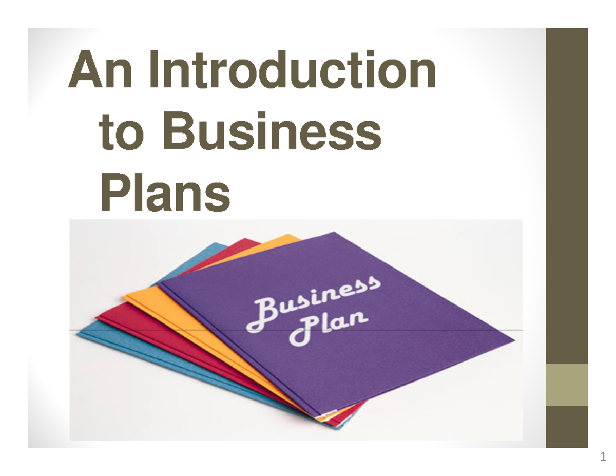 Intro to Business Plans - An Introduction to Business Plans Developing ...