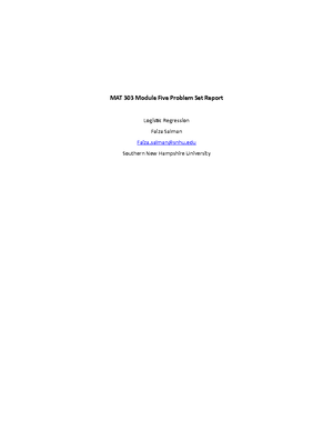 MAT 303 Module One Problem Set Report - MAT 303 Module One Problem Set ...