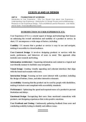 CCS370 UI&UX Design UNIT 5 - CCS370 - UI AND UX DESIGN UNIT V: RESEARCH, DESIGNING, IDEATING ...