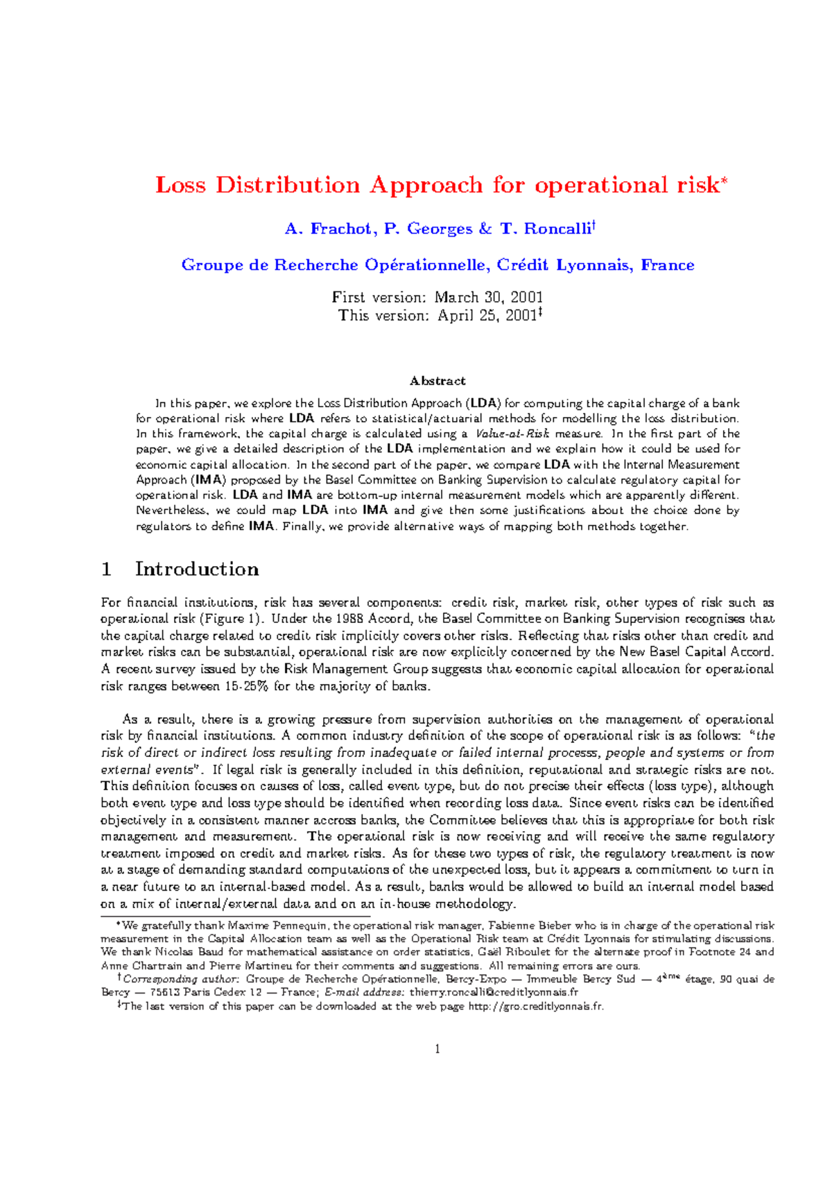 Loss dist - Loss Distribution Table - Loss Distribution Approach for ...