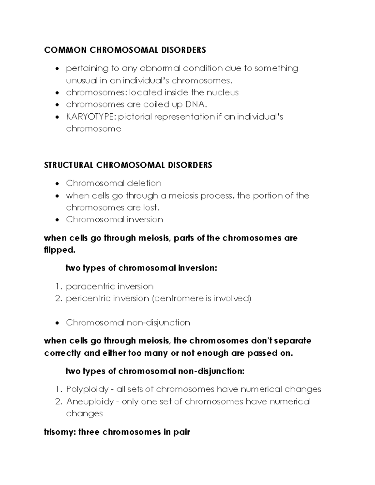 Common Chromosomal Disorders - COMMON CHROMOSOMAL DISORDERS pertaining ...