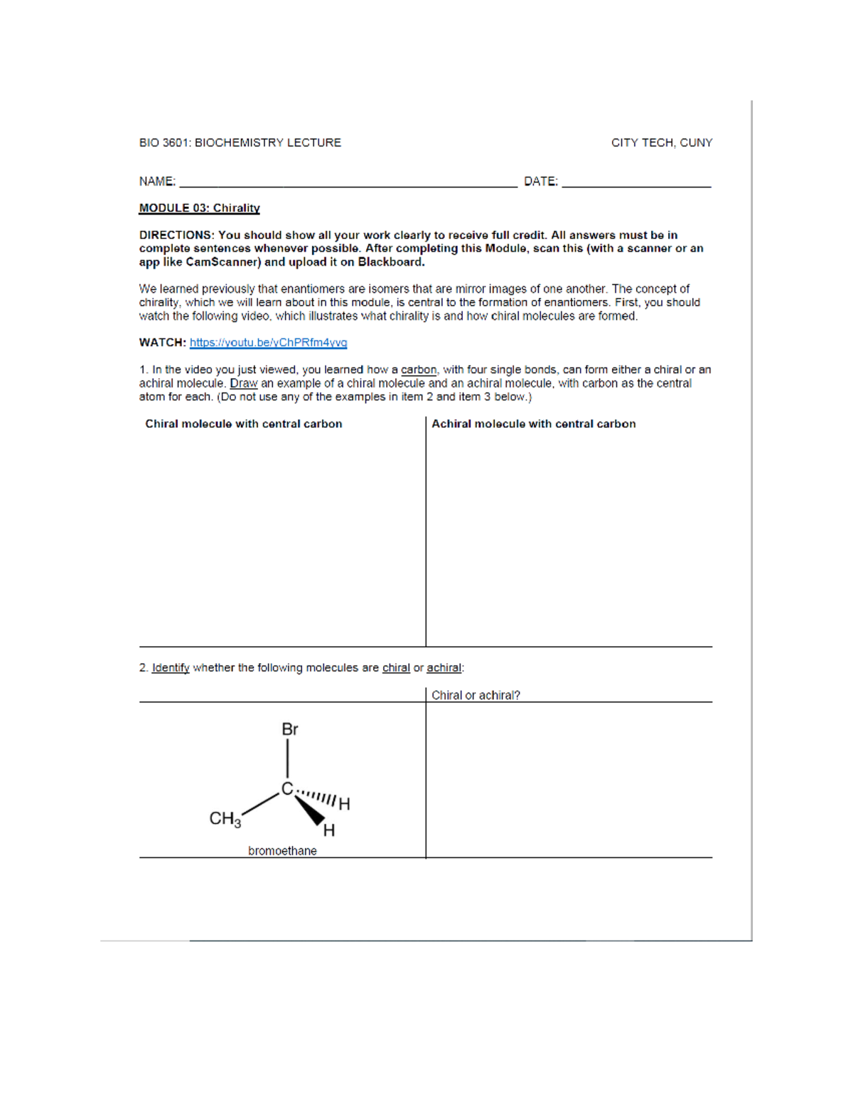 Biochem MOD 3 - BIO 3601 - Studocu