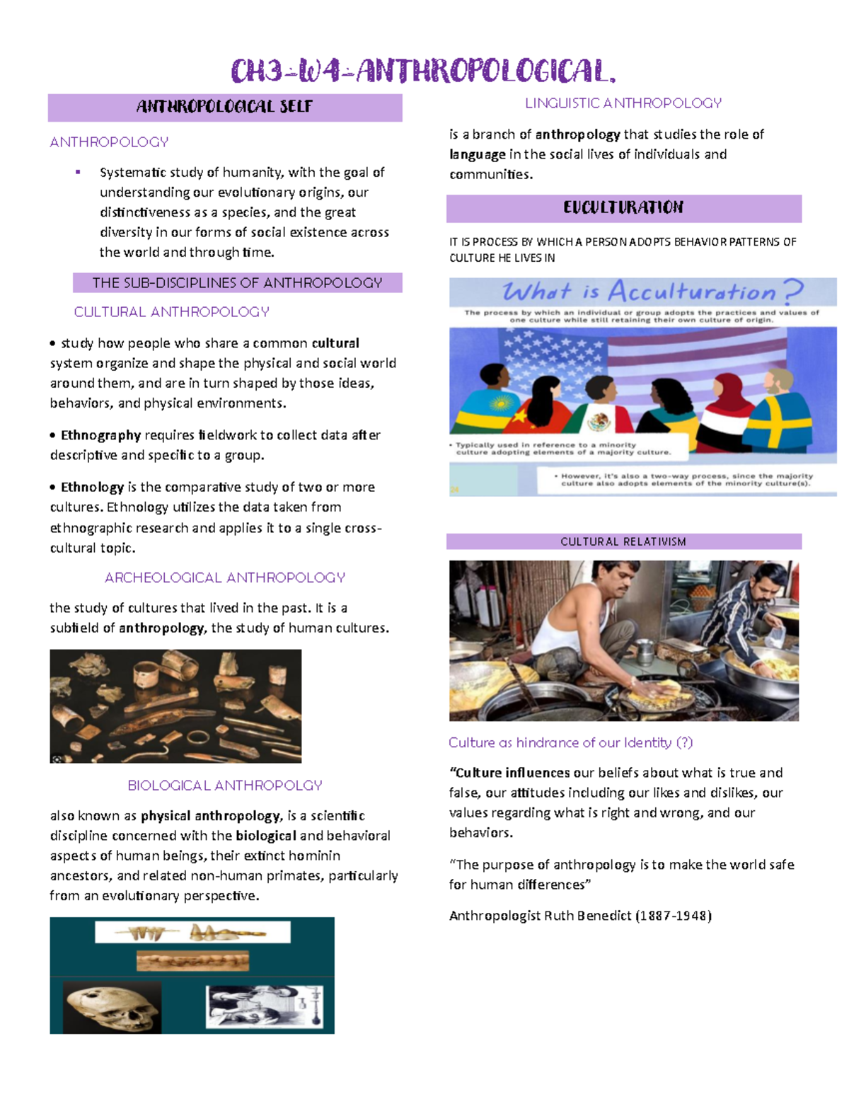 CH3-W4- Anthropological - CH3-W4-ANTHROPOLOGICAL. ANTHROPOLOGICAL SELF ANTHROPOLOGY Systematic ...