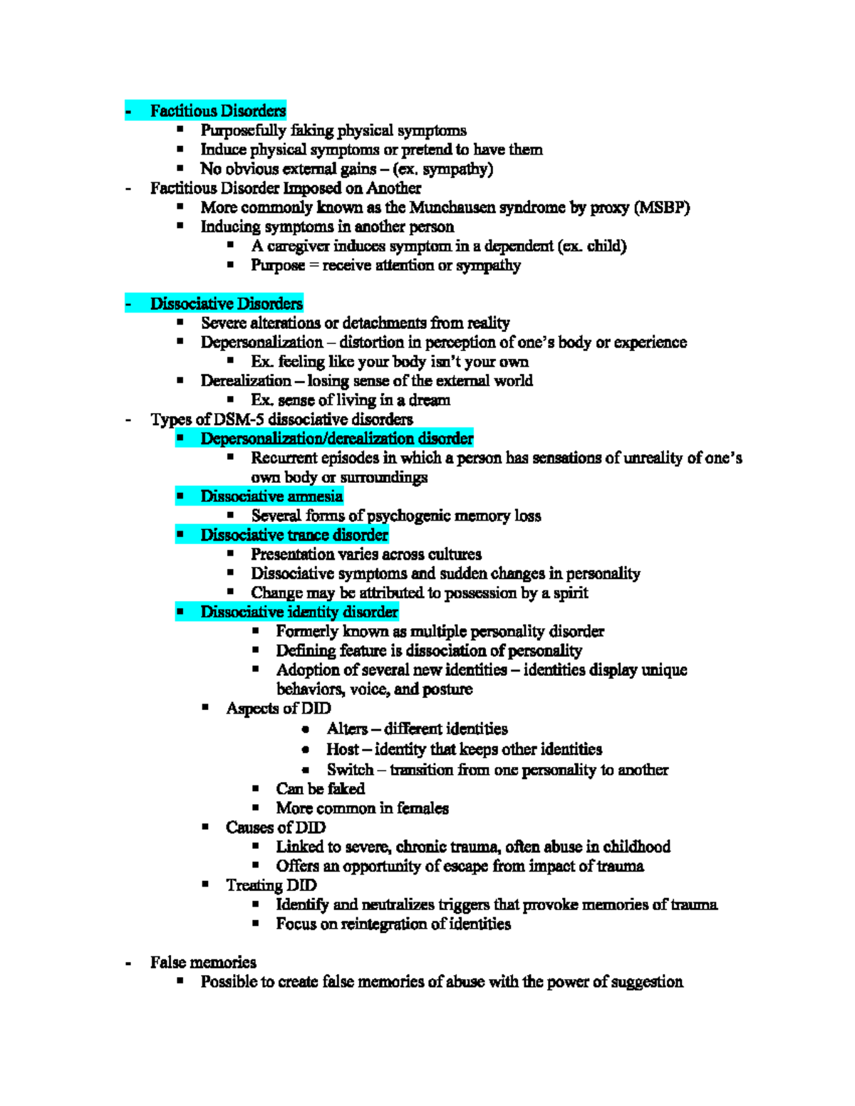 Abnormal Psychology Study Guide 1 pg11 - PSY 302 - Studocu