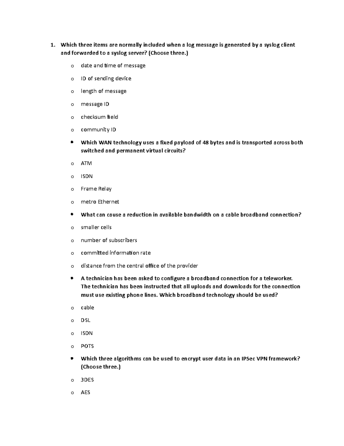 chapter 10 assignment - 1. Which three items are normally included when ...