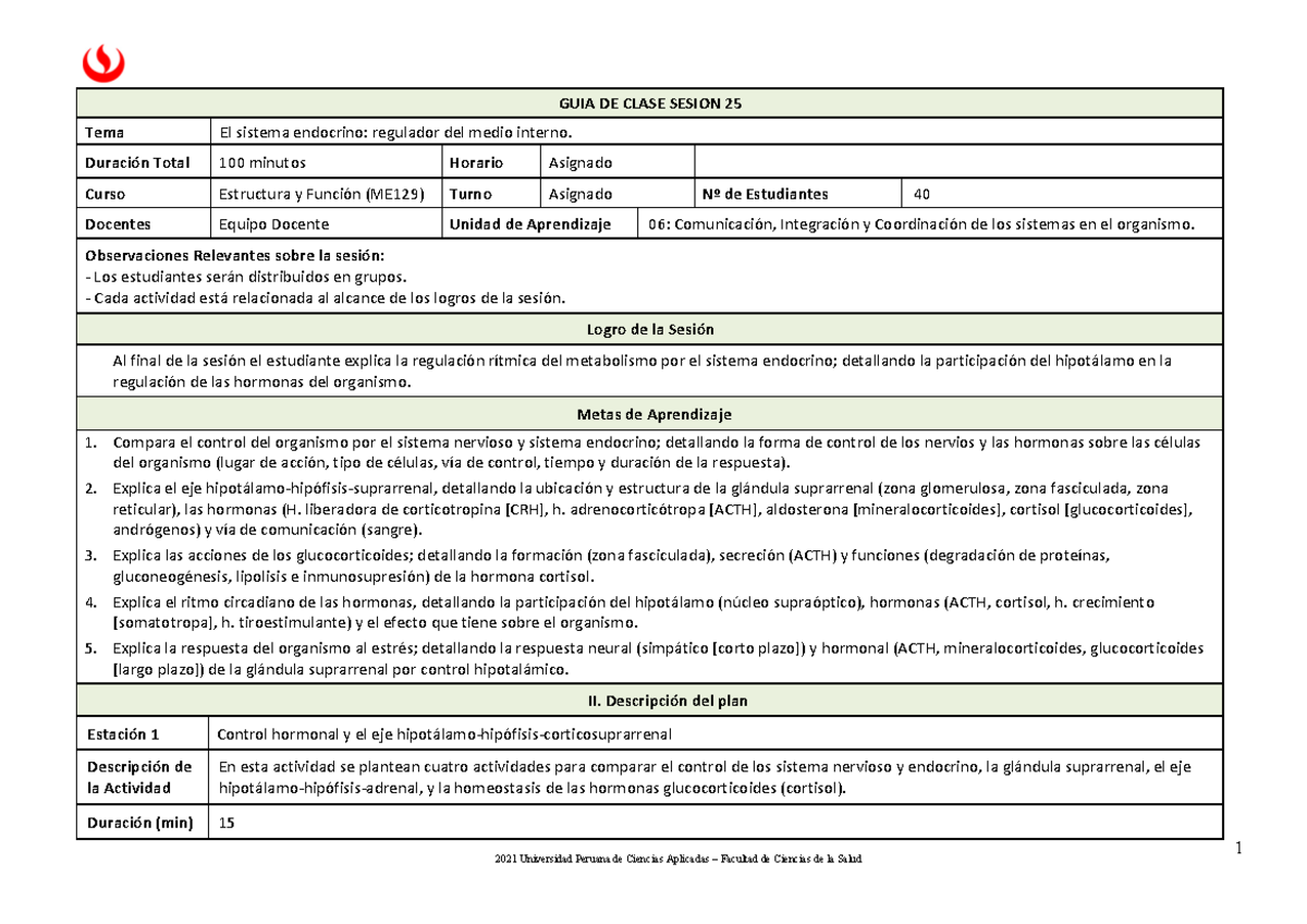 ME129 Sesión 25 Guía de Clase - GUIA DE CLASE SESION 25 Tema El sistema ...