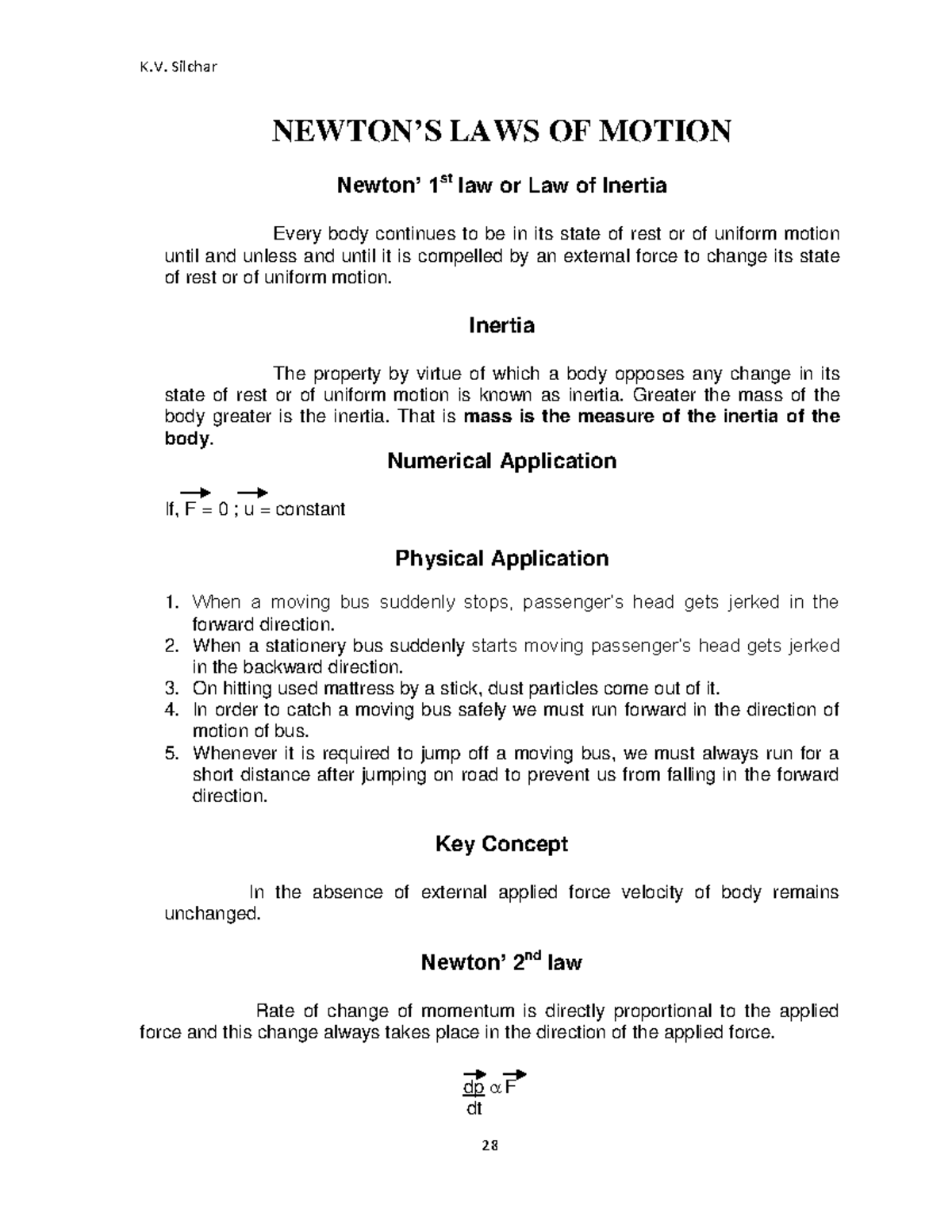 11 physics notes 03 law of motion - NEWTON’S LAWS OF MOTION Newton’ 1 ...