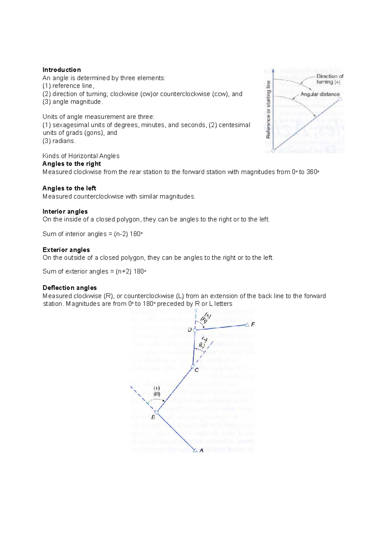 Measurement of Angles and Directions - Introduction An angle is ...