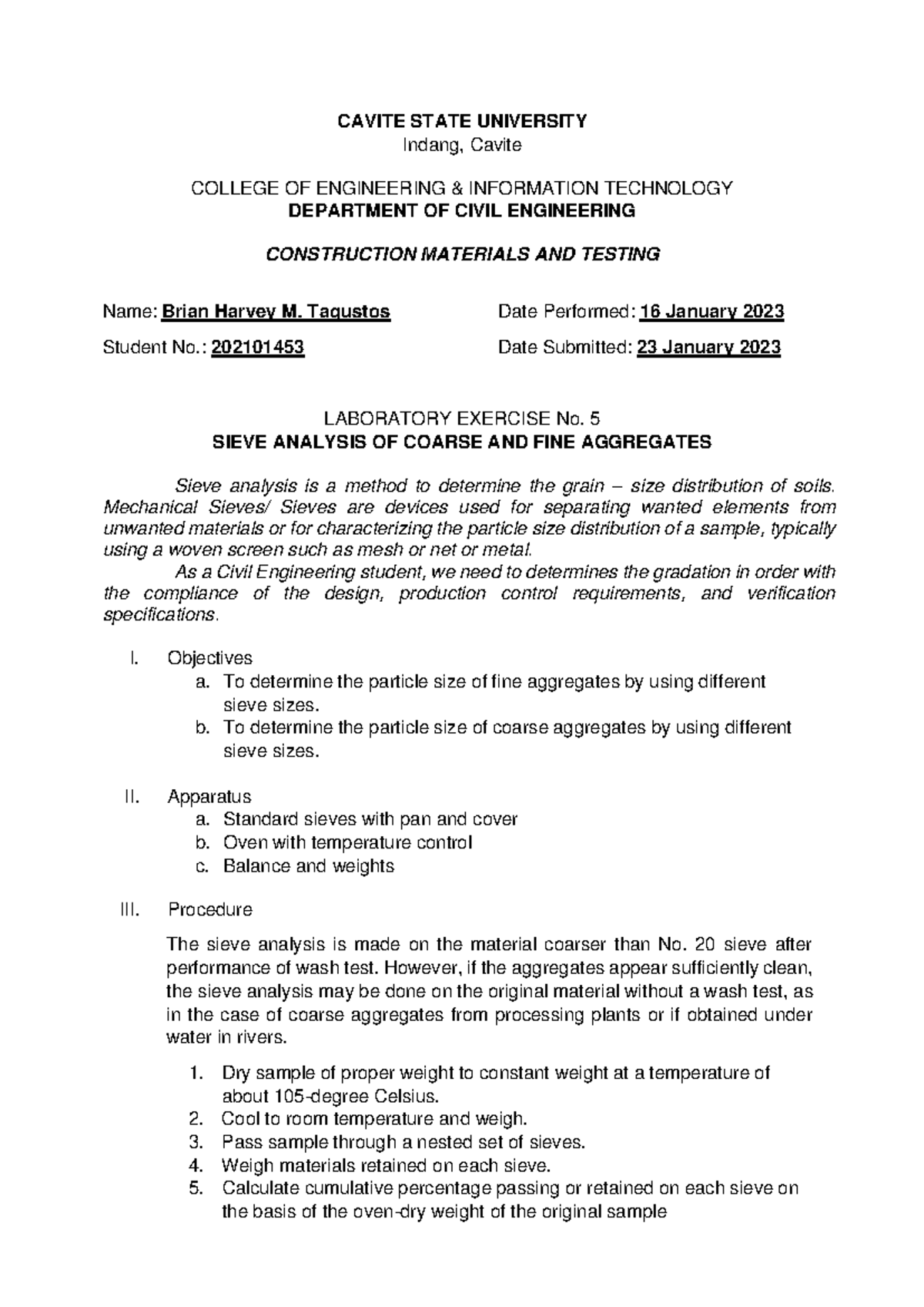 CMT Lab 5 to 6 Final - CAVITE STATE UNIVERSITY Indang, Cavite COLLEGE ...