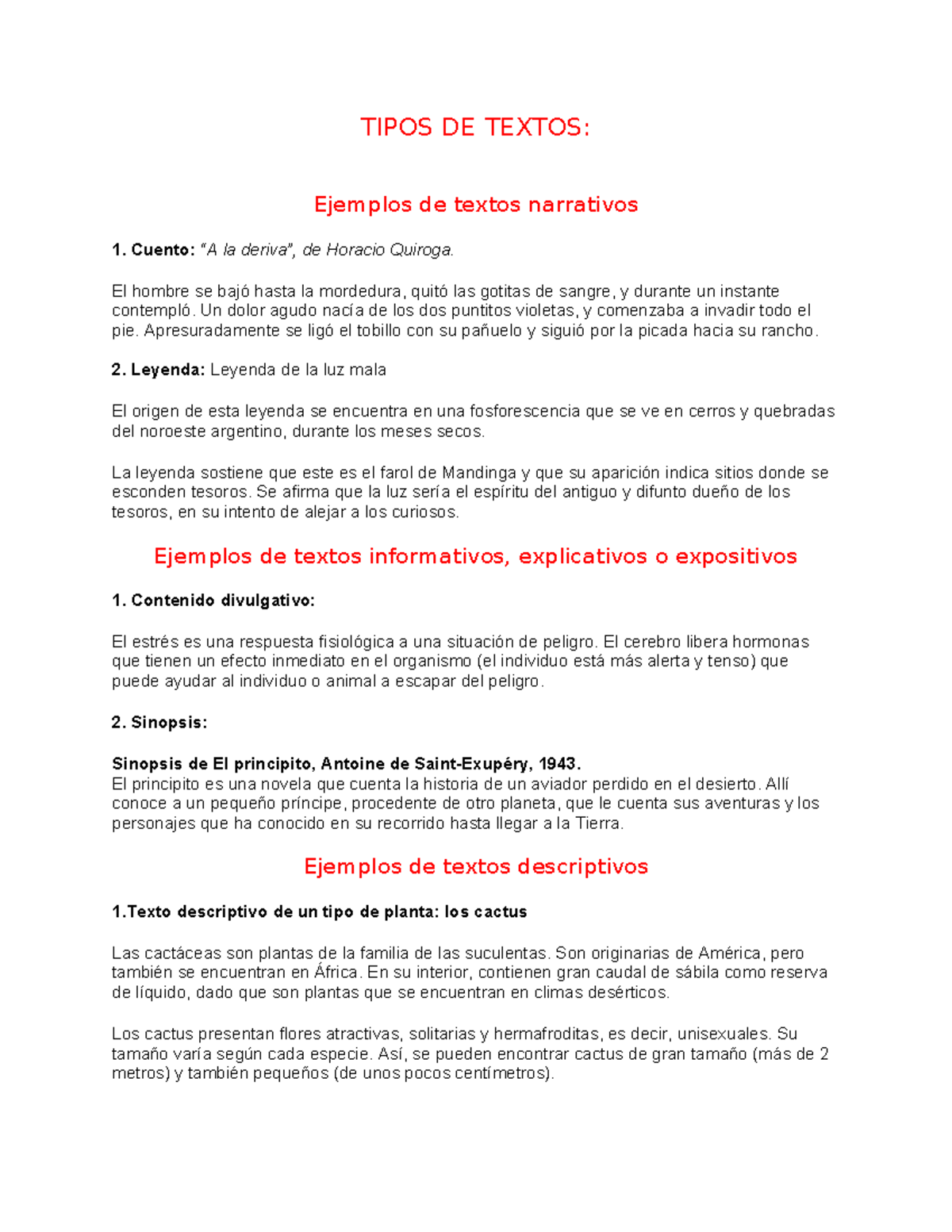 Tipos DE Textos - TIPOS DE TEXTOS: Ejemplos de textos narrativos 1 ...