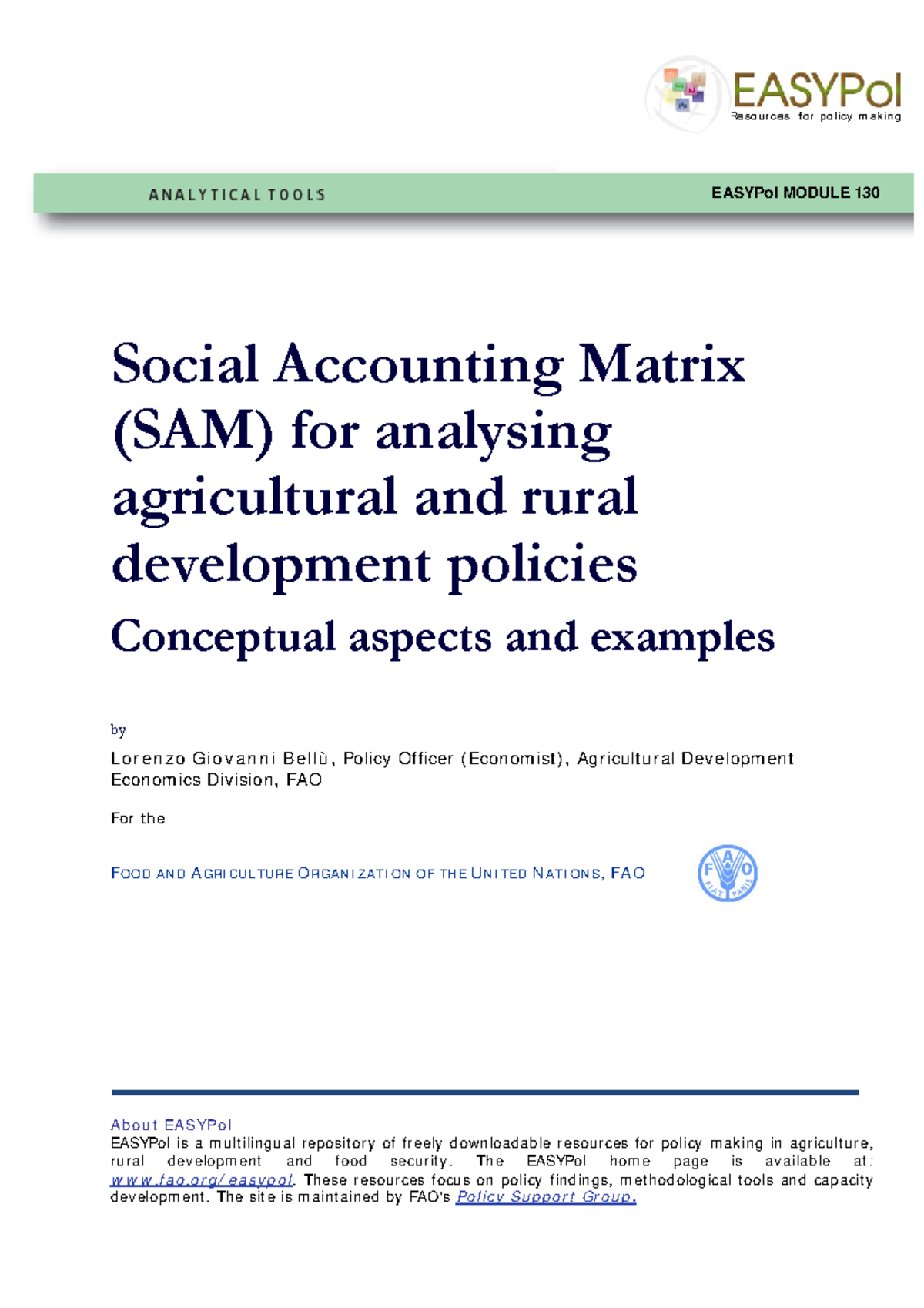 4. Social Accounting Matrix (SAM) for analysing agricultural and rural ...