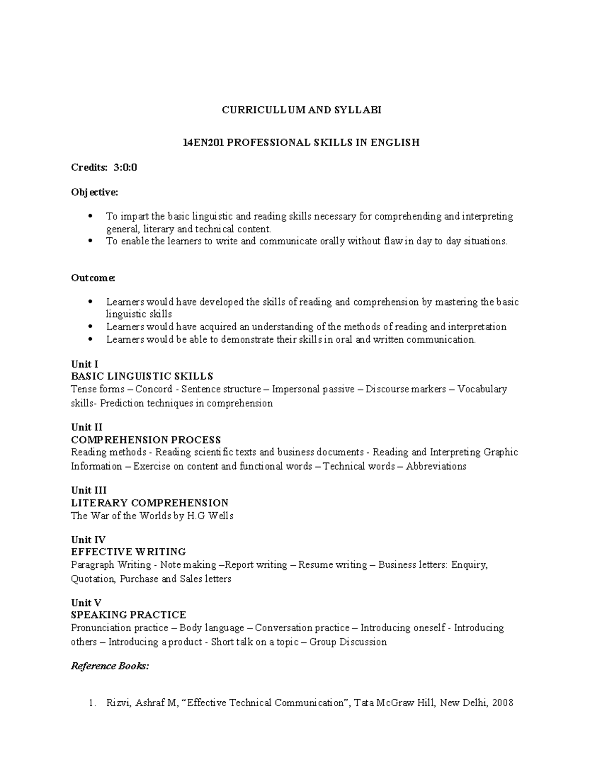 8. Download - CURRICULLUM AND SYLLABI 14EN201 PROFESSIONAL SKILLS IN ...