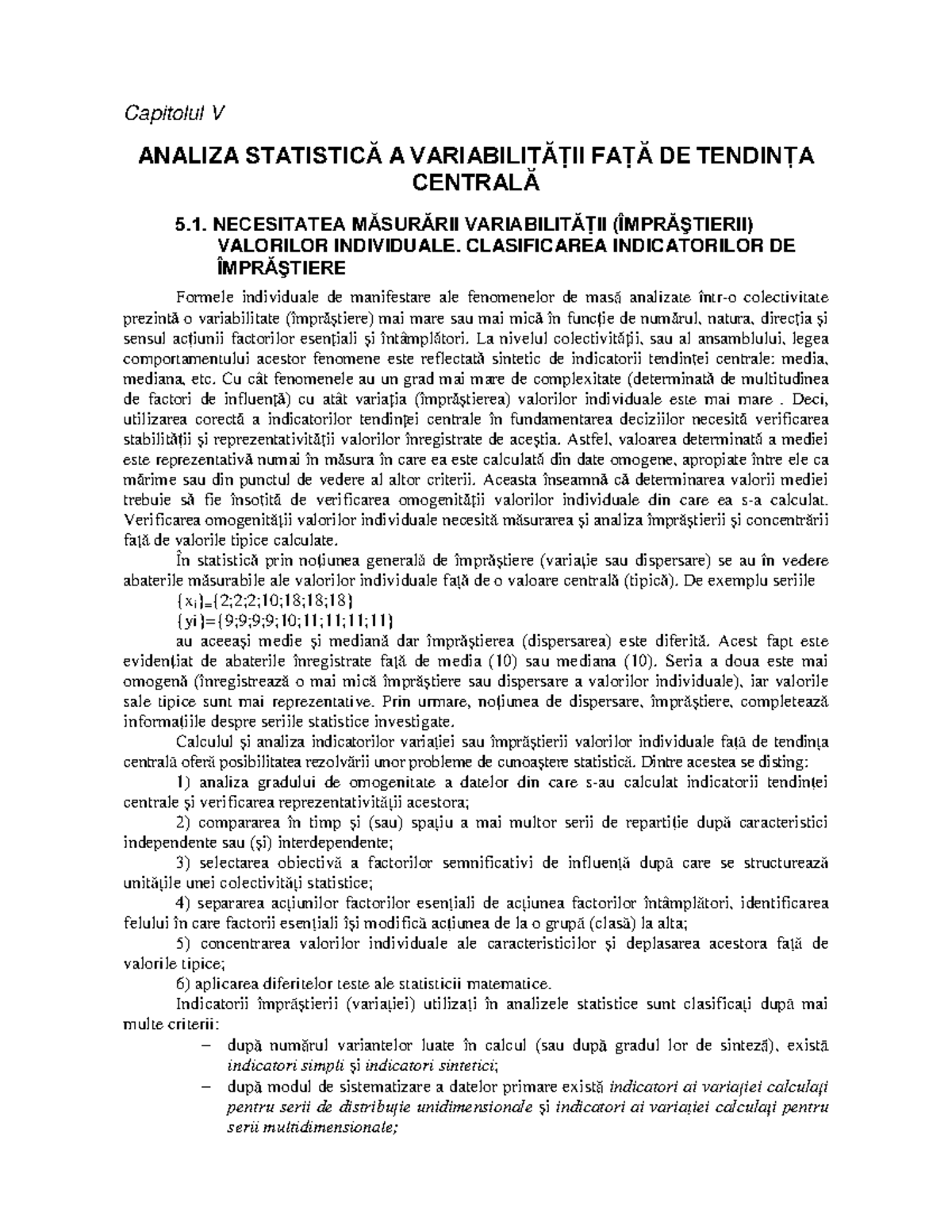 Curs 4-5 - Statisica - ####### Capitolul V ANALIZA 67$7,67,& A 9$5 ...