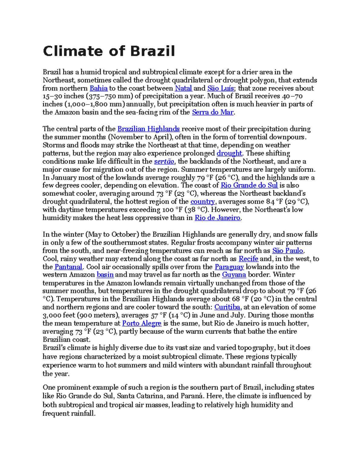 Gned Brazil Climate and Culture by Shushant Tiwari - Climate of Brazil ...