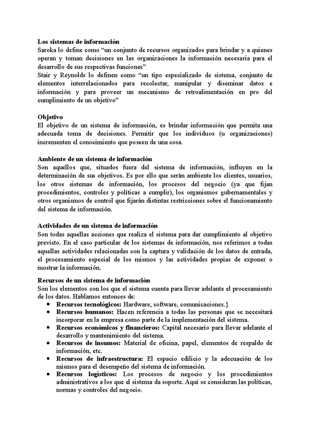 Sistema M3 y M4 - Los sistemas de información Saroka lo define como “un conjunto de recursos ...