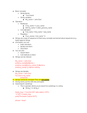 INFO 3020 Tuples - Tuples are just like list Except: They can9t be ...