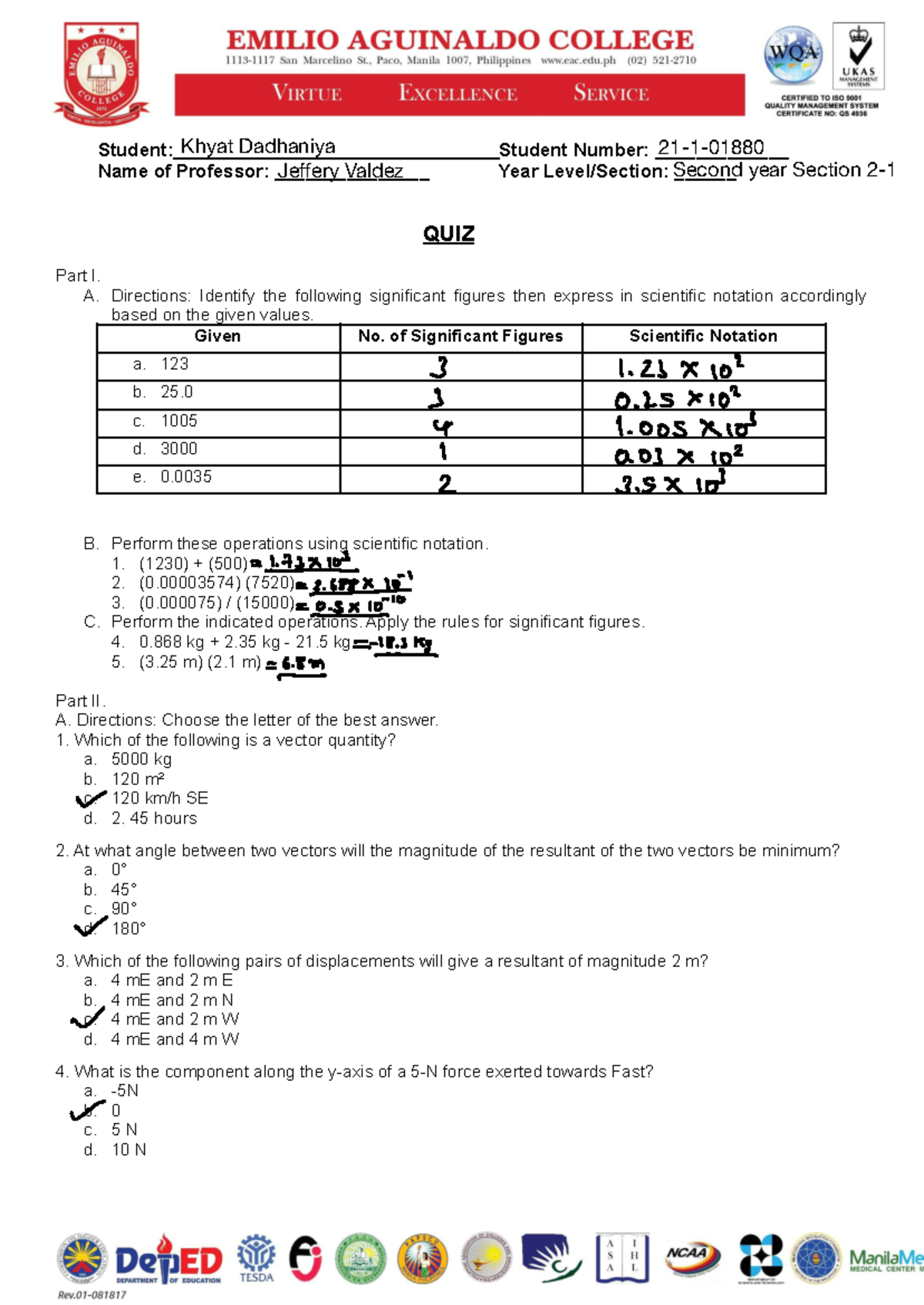 Quiz Prelim-LEC - For review you can use this - 6WXGHQW 6WXGHQW 1XPEHU BBBBBBBBBBBBB - Studocu