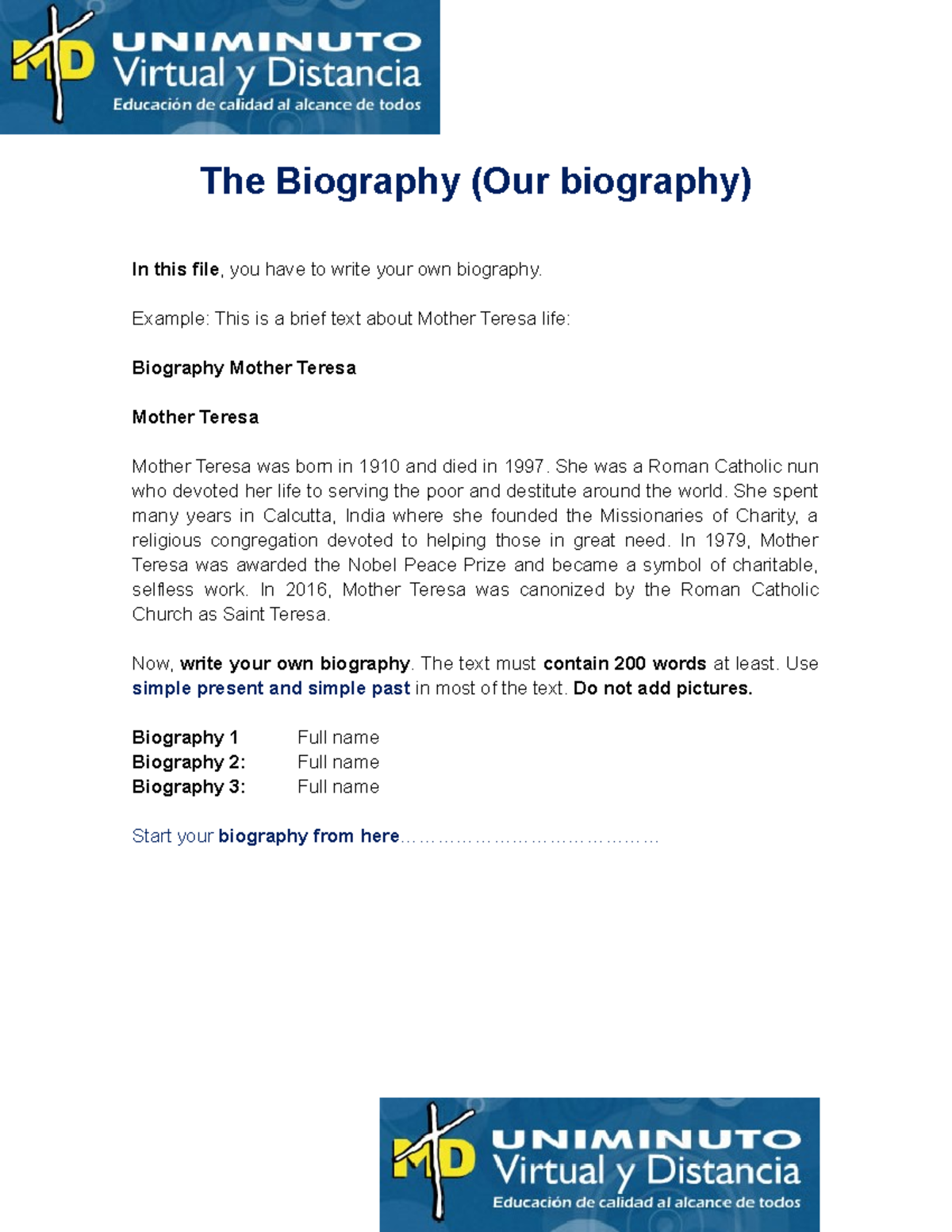 Our biography - The Biography (Our biography) In this file , you have ...