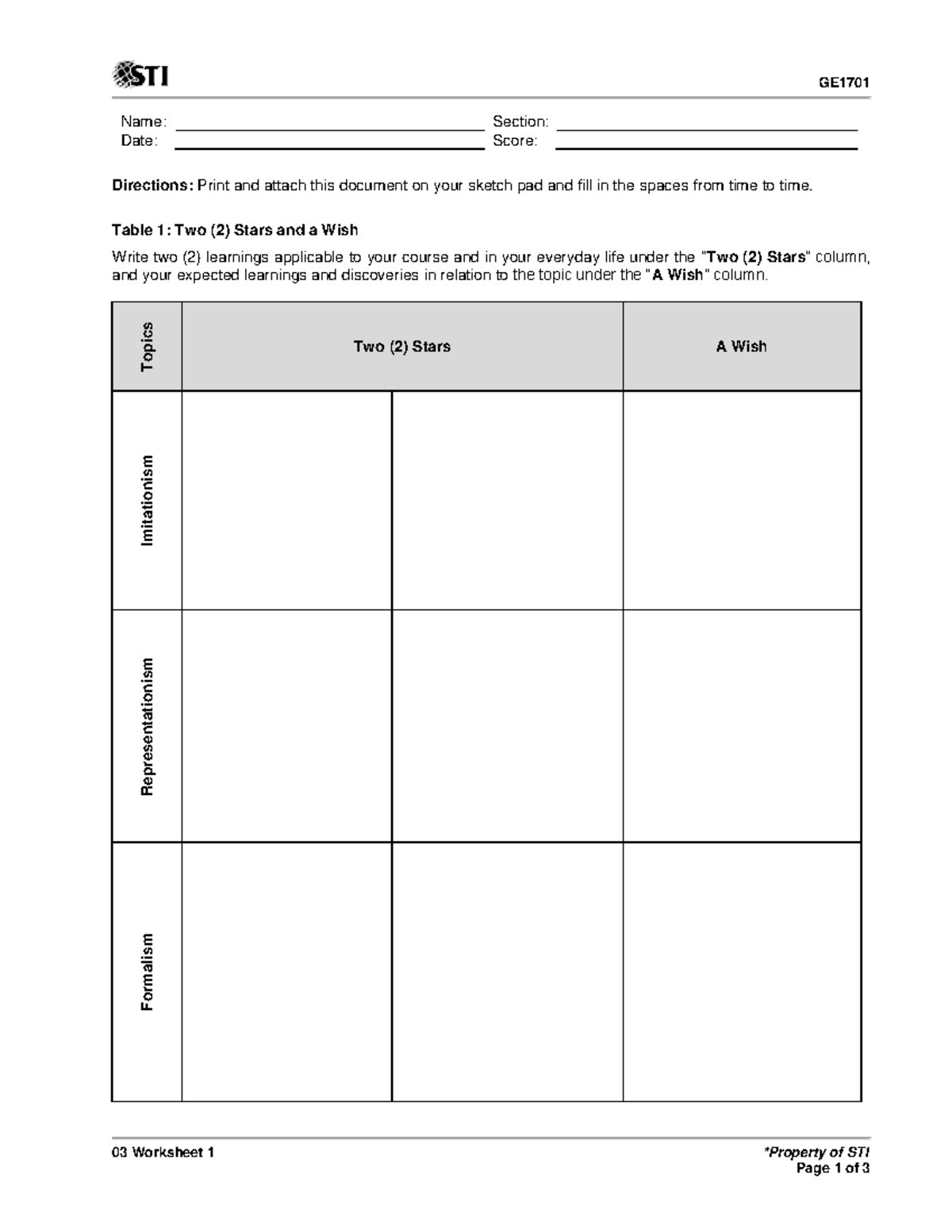 03-Worksheet-1 - For portfolio and lectured notes - 03 Worksheet 1 ...