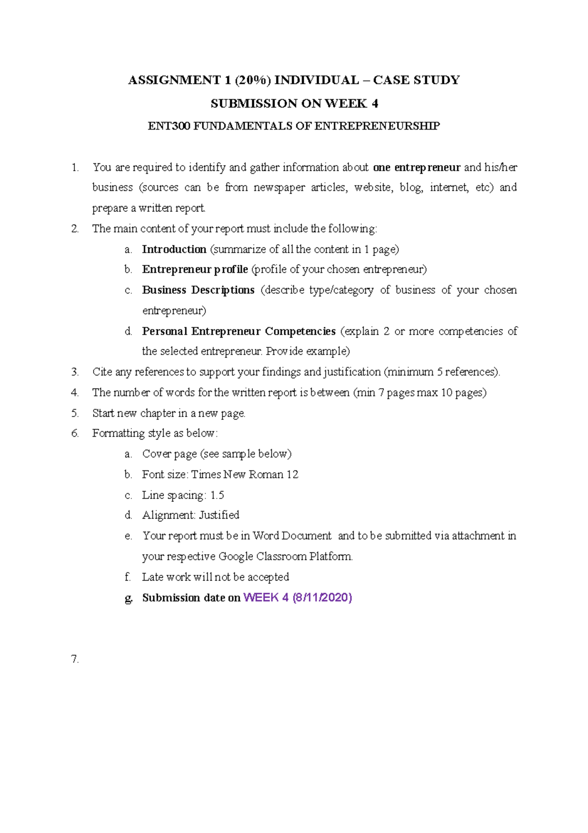 CASE Study Guidelines - Lecture notes e - ASSIGNMENT 1 (20%) INDIVIDUAL ...