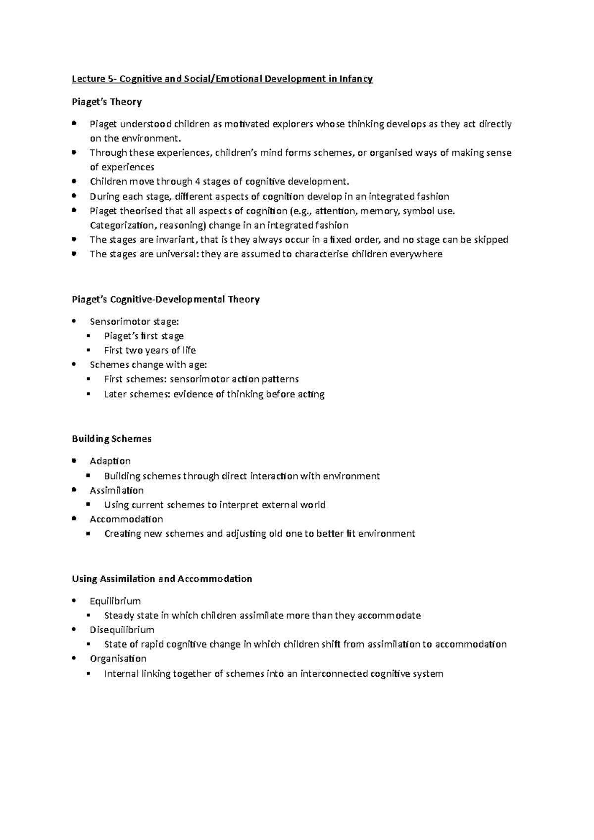 Lecture 5- Cognitive and Social Emotional Development in Infancy ...