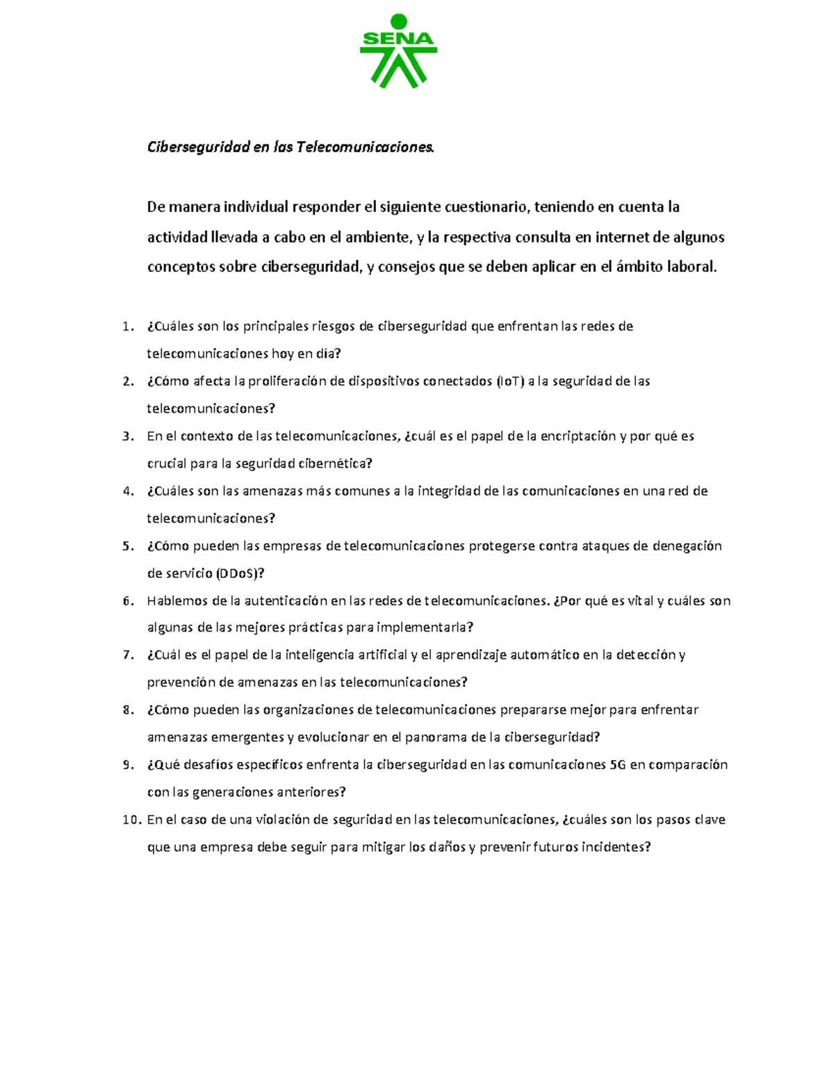 Cuestionario Ciberseguridad en las Telecomunicaciones - Ciberseguridad en las Telecomunicaciones ...