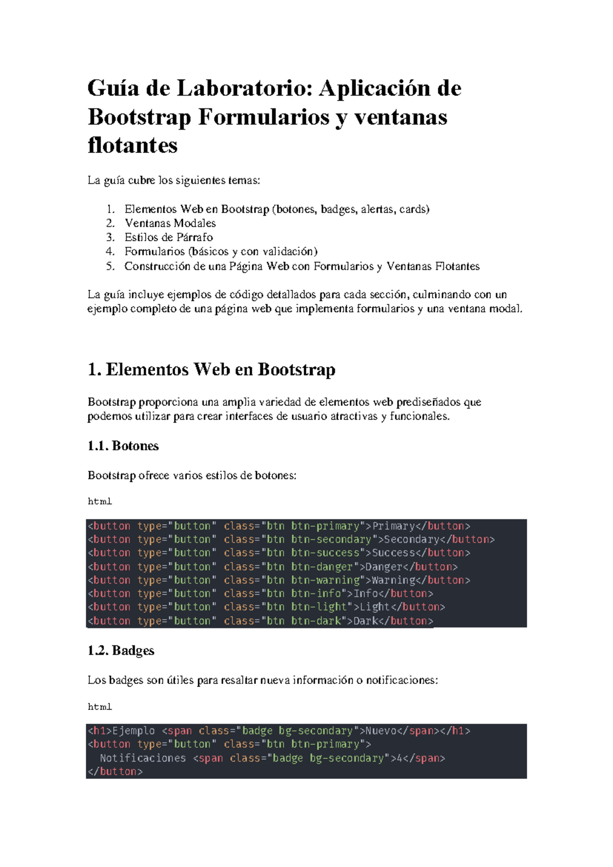 03 Guía de Laboratorio Boostrap Ven - Guía de Laboratorio: Aplicación de Bootstrap Formularios y ...
