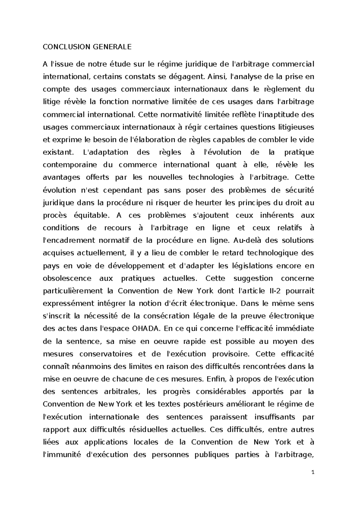 Introduction Générale et pricipale - CONCLUSION GENERALE A l'issue de ...