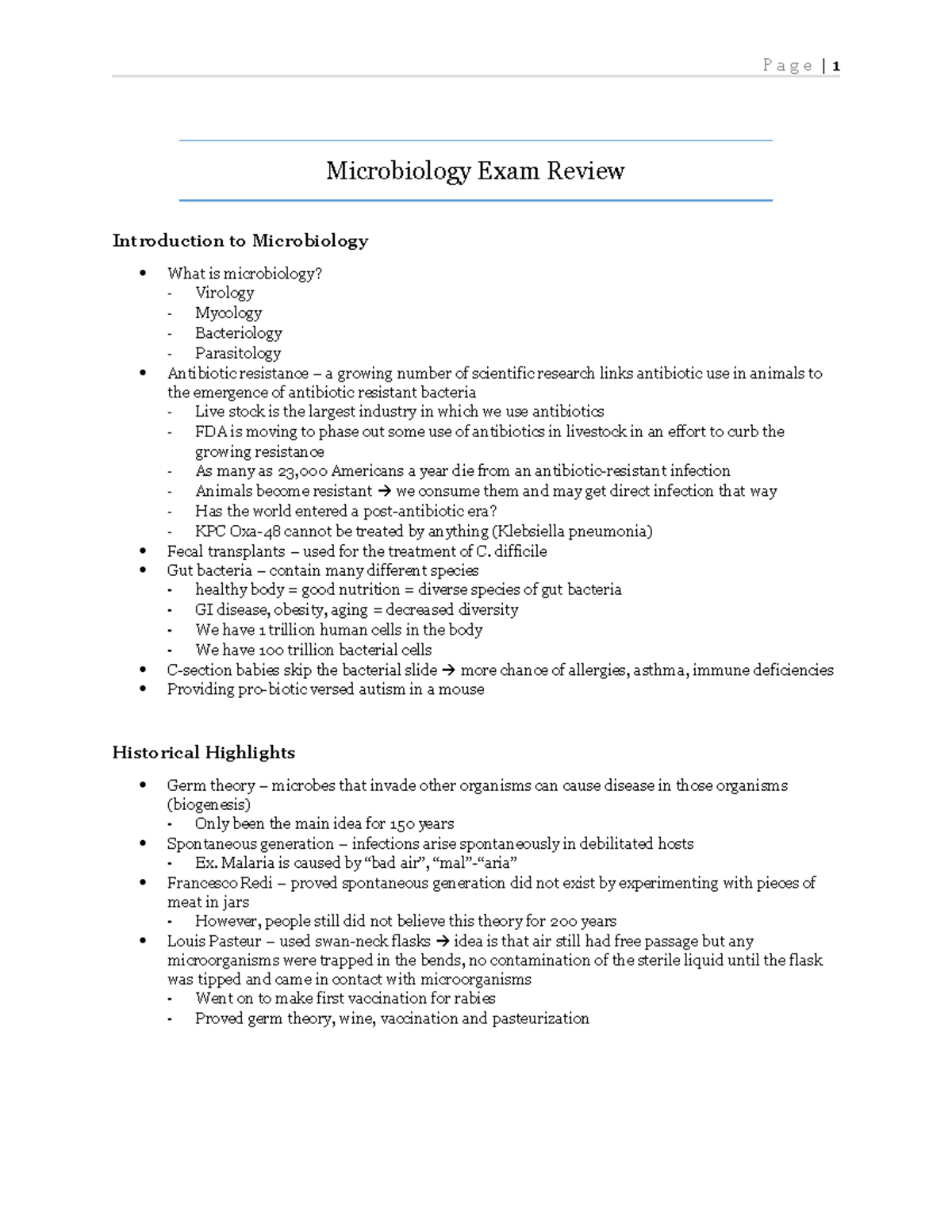 Lecture Notes, Lecture All, Microbiology Exam Review - Page ...