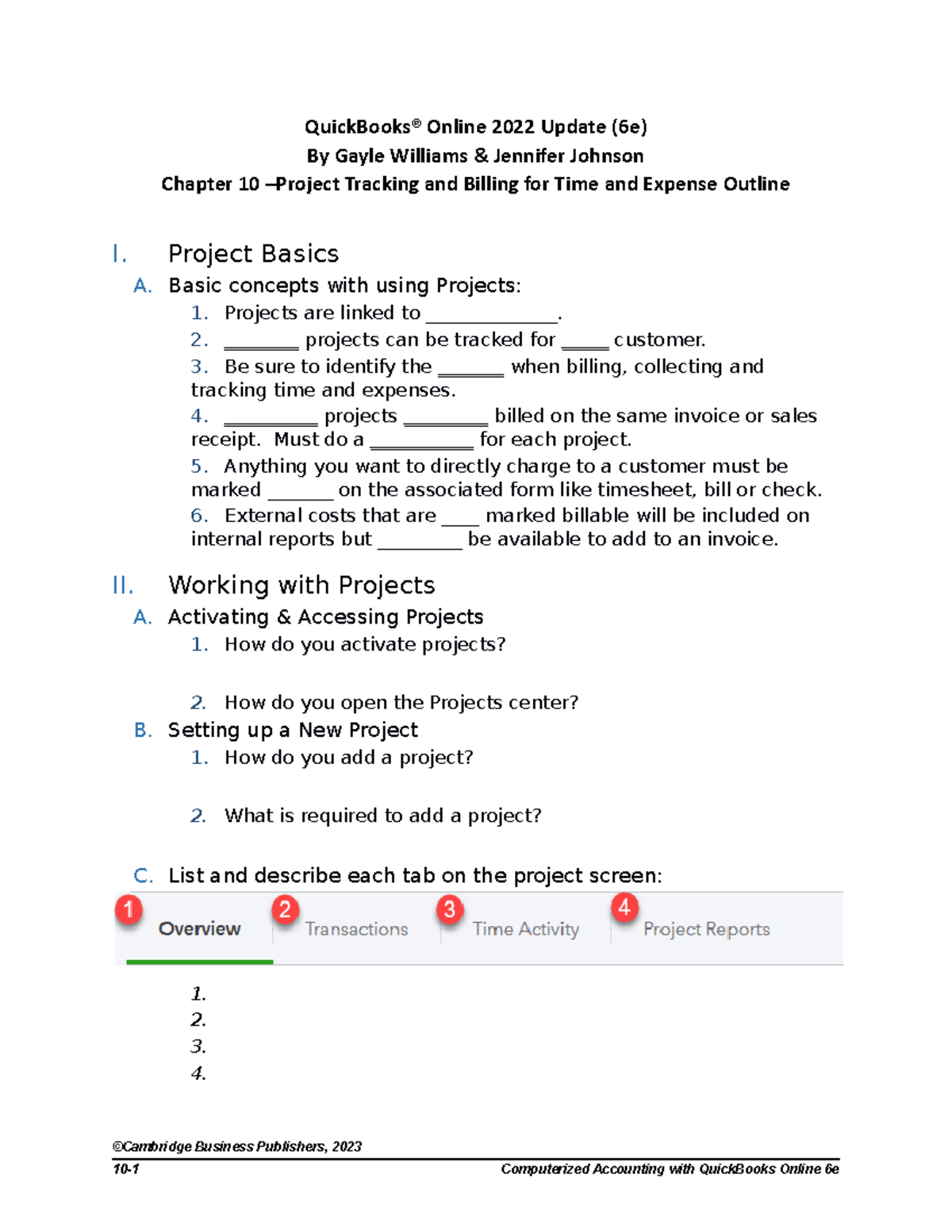 6e QBO Outline Ch 10-student - QuickBooks® Online 2022 Update (6e) By ...