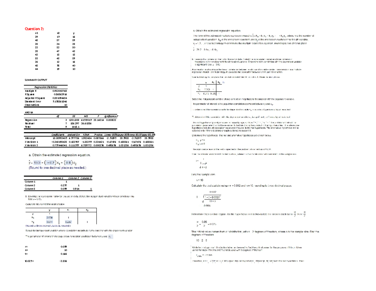 Homework 6 - Question 2 Answers - STAT1014 - George Brown College - Studocu