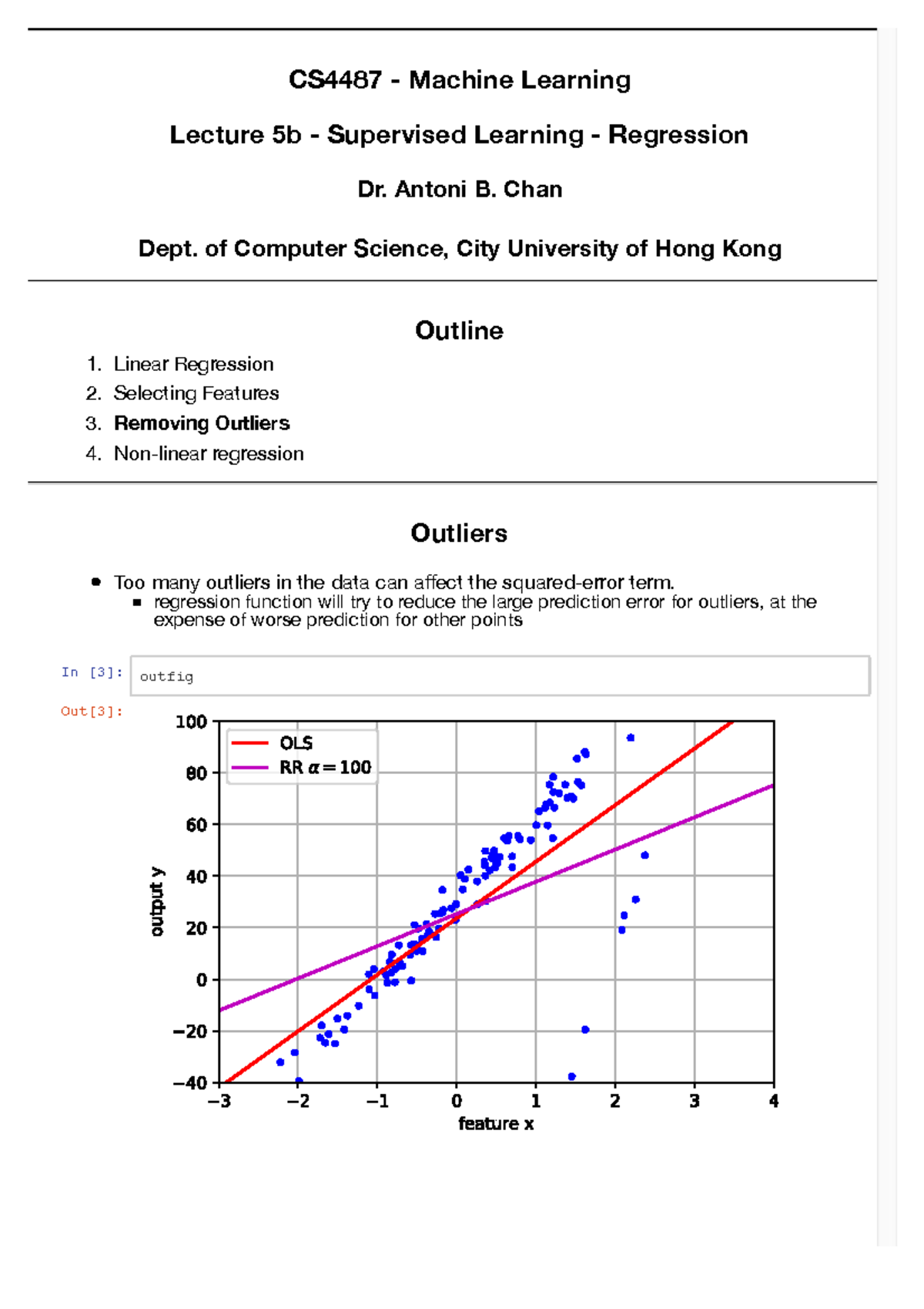 Lecture 5b - CS4487 - Machine Learning Lecture 5b - Supervised Learning ...