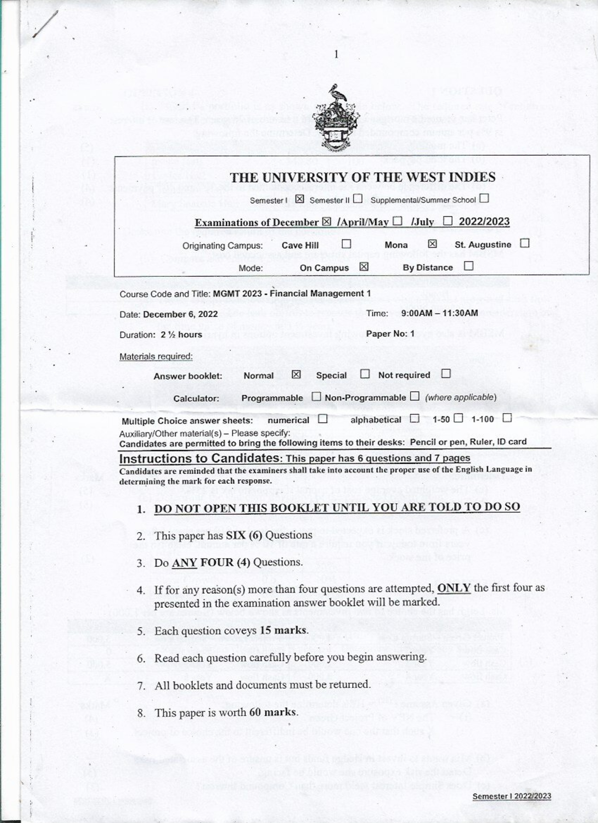 MGMT2023 December 2022 - Financial Management - Studocu