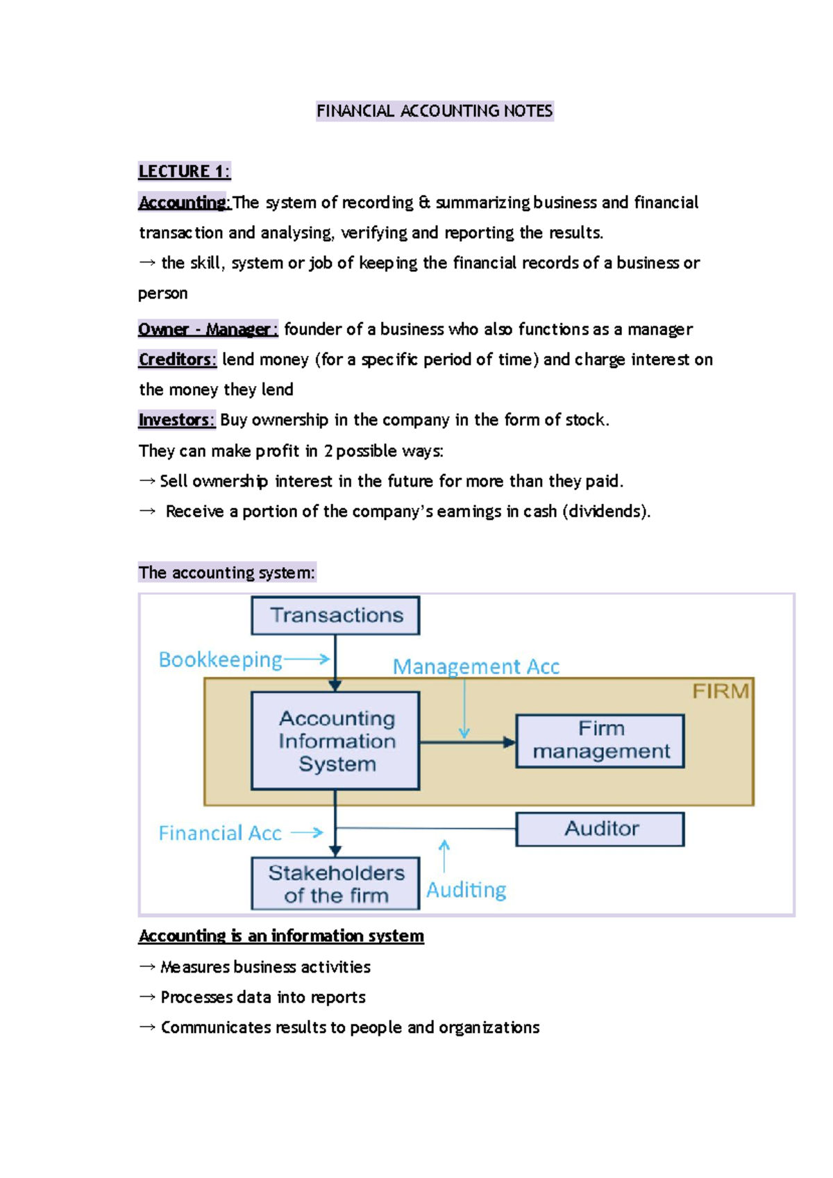 Financial Accounting ALL Notes - FINANCIAL ACCOUNTING NOTES LECTURE 1 ...