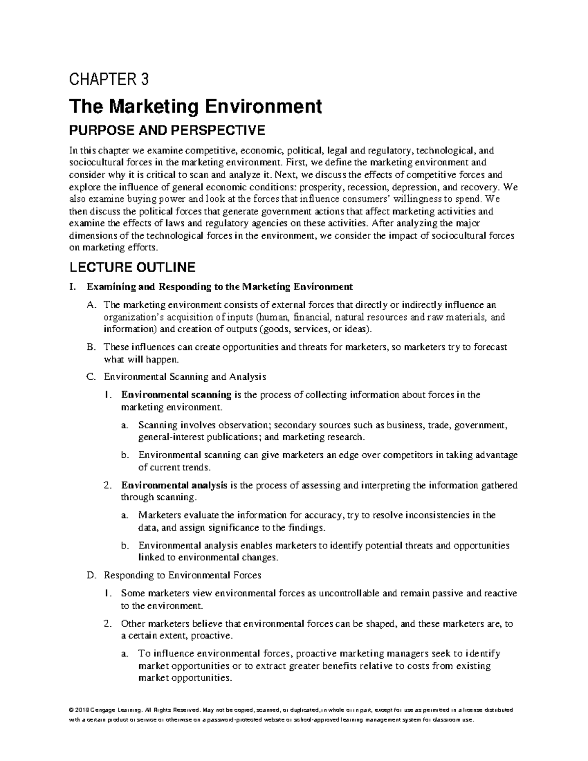 Chapter 3 Outline - © 2018 Cengage Learning. All Rights Reserved. May ...