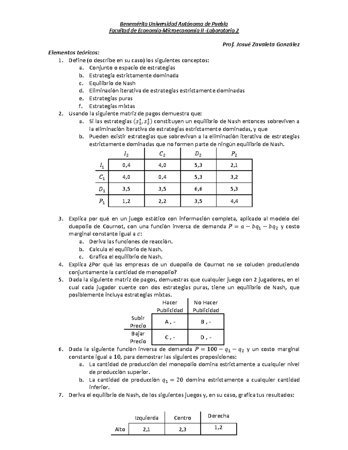 Segundo Lab Primavera 2024 - Facultad de Economía-Microeconomía II ...