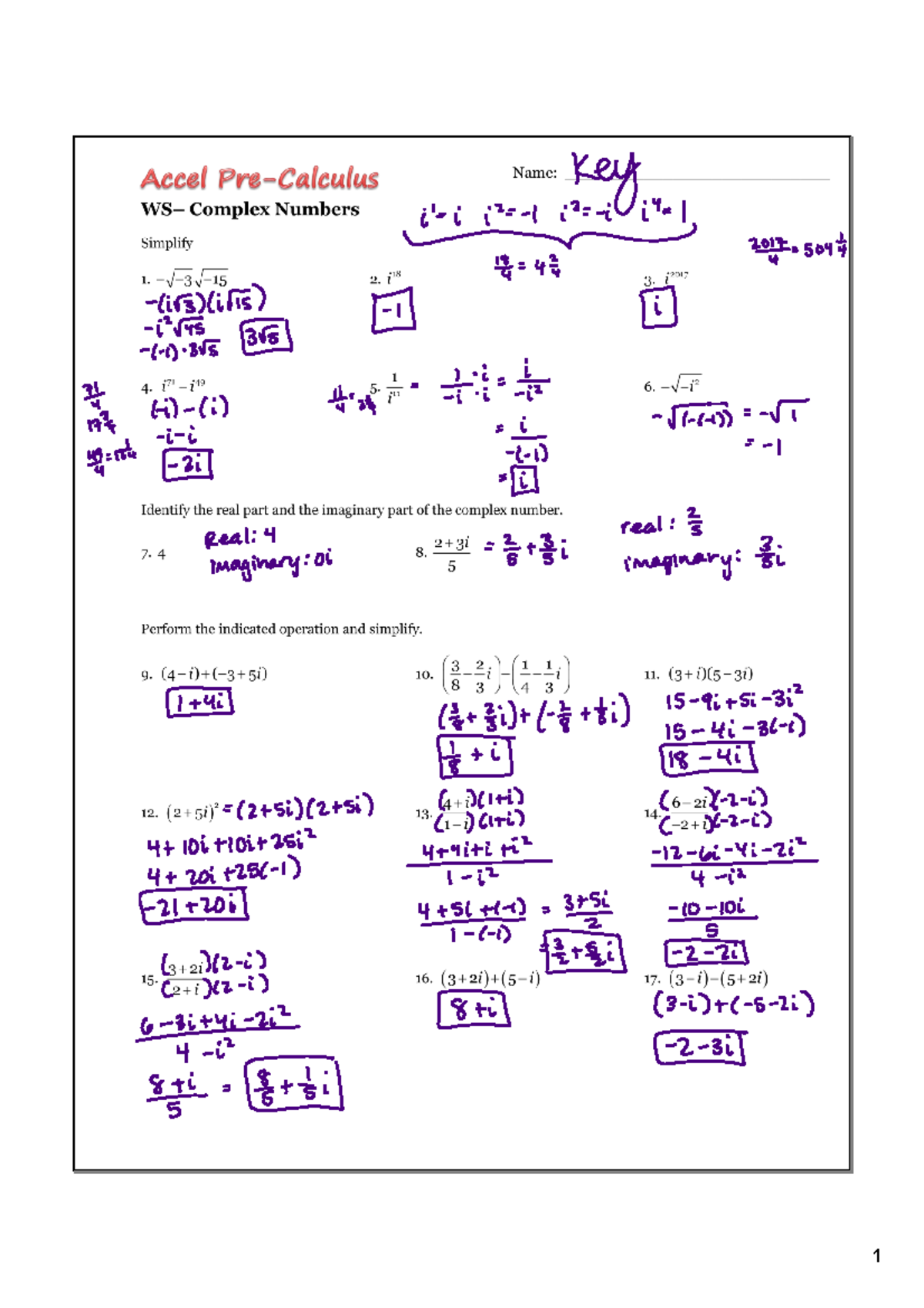 1- Homework Answers- Complex Numbers - Studocu