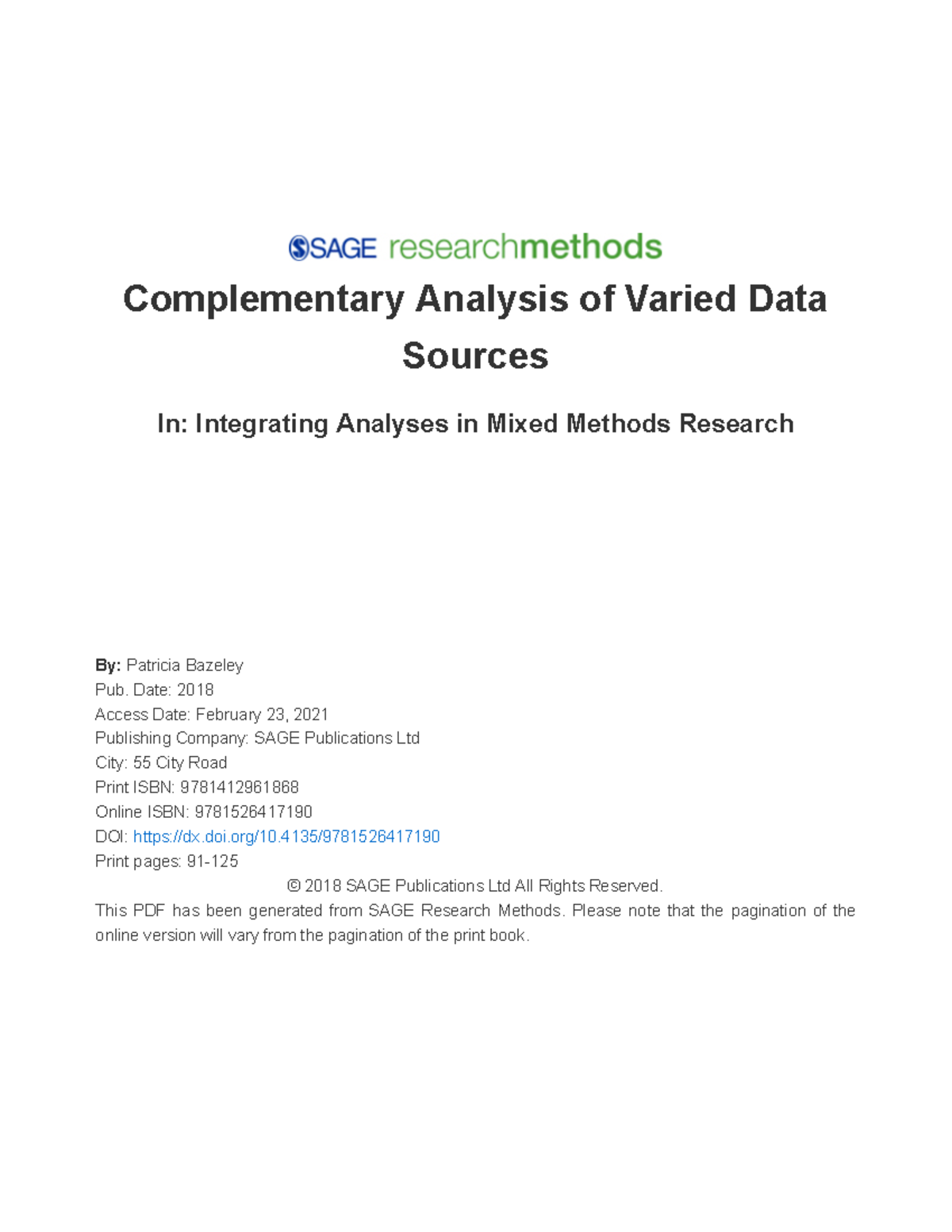 Chapter 5 - helpful lecture notes. - Complementary Analysis of Varied ...