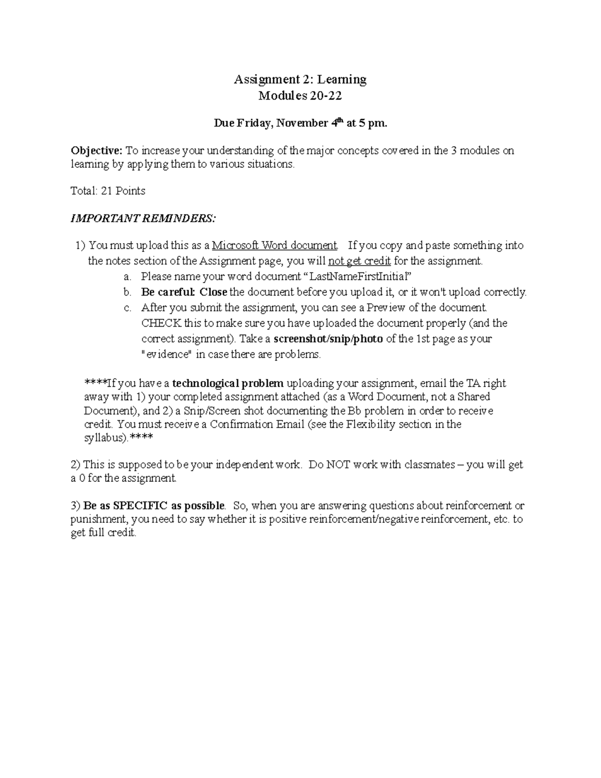 Learning Assignment F2022 Post - Assignment 2: Learning Modules 20- Due ...