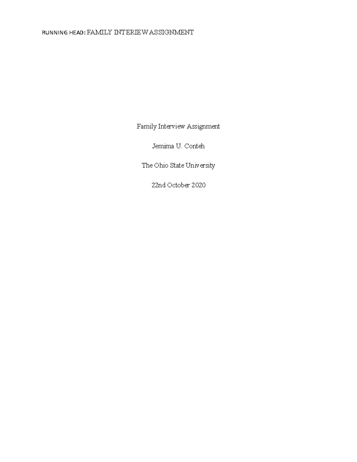 Family interview assignment paper for swk 4501 - Family Interview ...