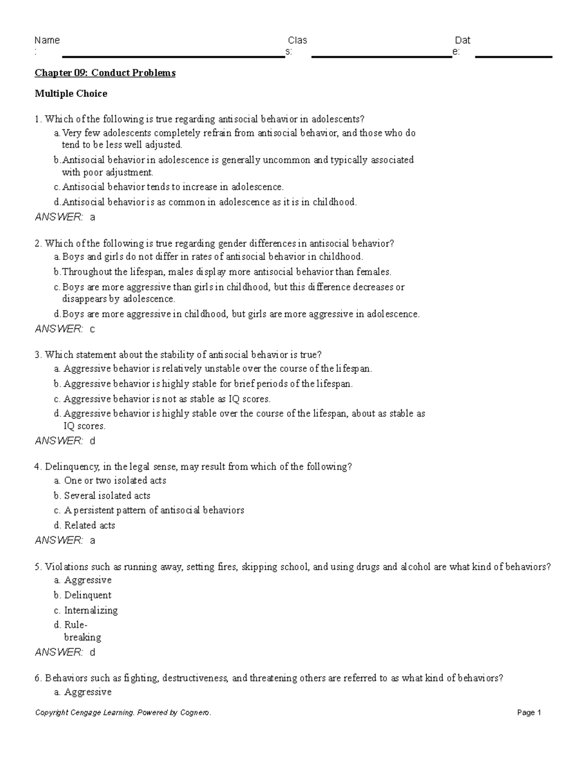 Chapter 09 Conduct Problems - : s: e: Chapter 09: Conduct Problems ...
