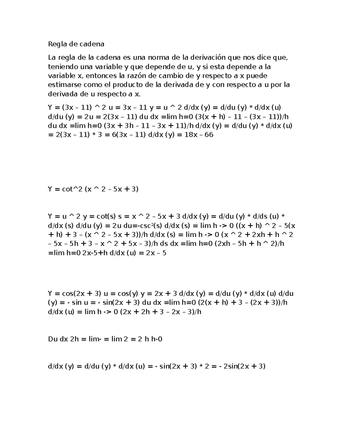 Regla de cadena ⛓️ - Apunte - Regla de cadena La regla de la cadena es ...