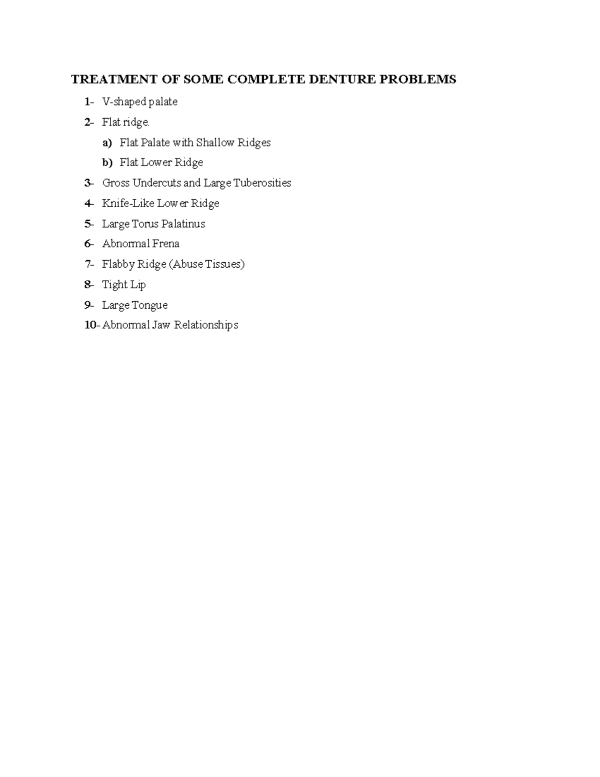 5 Treatment OF SOME Complete Denture Problems - TREATMENT OF SOME ...