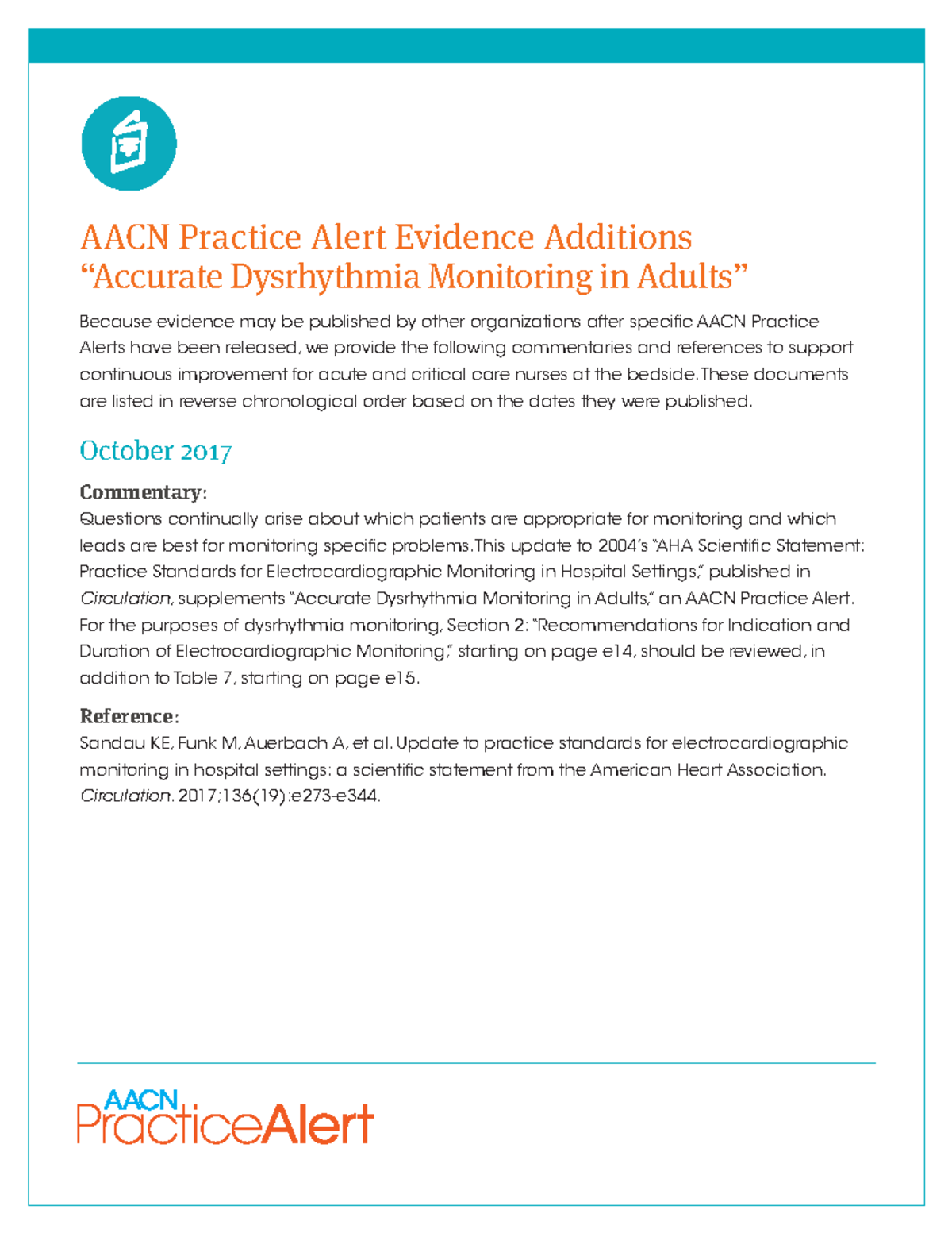 Evidence Addition Accurate Dysrhythmia Monitoring in Adults - AACN ...